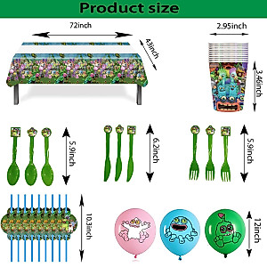 Monster birthday party supplies music moster party decoration for kids birthday party with banner cake topper balloons monster plates and cups