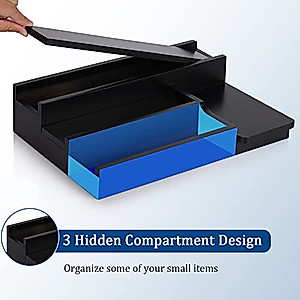 Cathyeen Cologne Organizer for Men Wood Perfume Organizer 4 Tiered Perfume Holder Stand with 3 Hidden Compartment Black