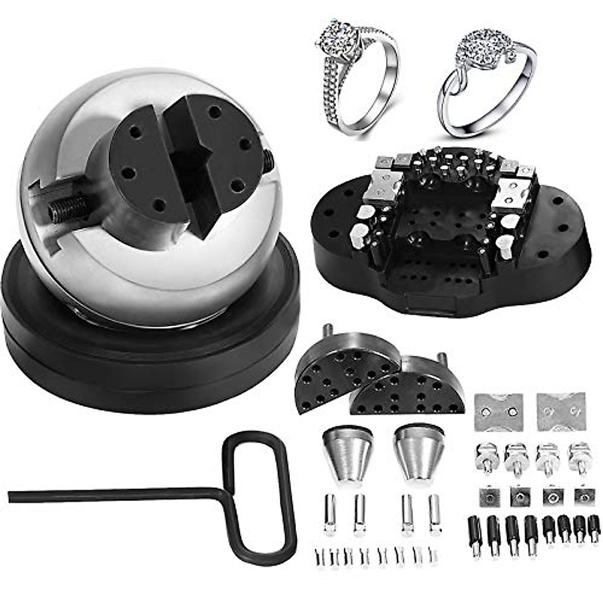 VEVOR Ball Vise 5" Engraving Setting Tool 360°Rotation Engraving Block Vise 34 PCS Attachment Jewelry Engraving Block Tools Standard Block(5inch)