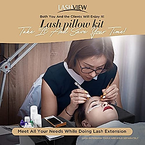LASHVIEW Lash Pillow for Lash Extensions，Eyelash Extension Neck Pillow With Acrylic Shelf Organizer Stand, PU Leather Waterproof Lash Extension Grafting Pillow Makeup Tool Display Cabinet Shelves