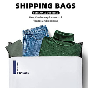 POLYSELLS Poly Mailers Shipping Envelopes, Strong Adhesive Sealing, Waterproof, and Tear-resistant Postal Mailing Bags. Mailer Bags for clothing, books, and accessories. (White, 12x15.5 Inch, 100 pc)