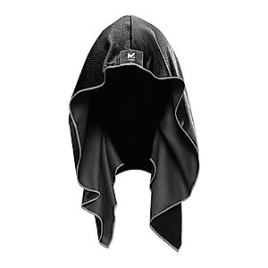 Mission Cooling Hoodie Towel, Black - Soft, Durable Microfiber - Cools Up to 2 Hours - UPF 50 Sun Protection - Machine Washable