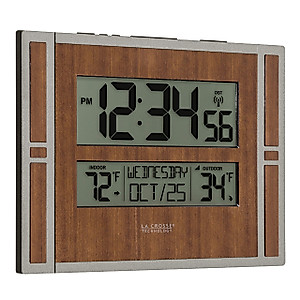 La Crosse Technology BBB86088 Atomic Digital Wall Clock with Indoor & Outdoor Temperature