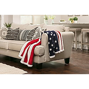 Chanasya Patriotic US Flag Print Sherpa Throw Blanket - Lightweight Microfiber for Couch and Bed - Great Gift for Veteran, Friend, Men, Women, Proud American House (50x65 Inches)