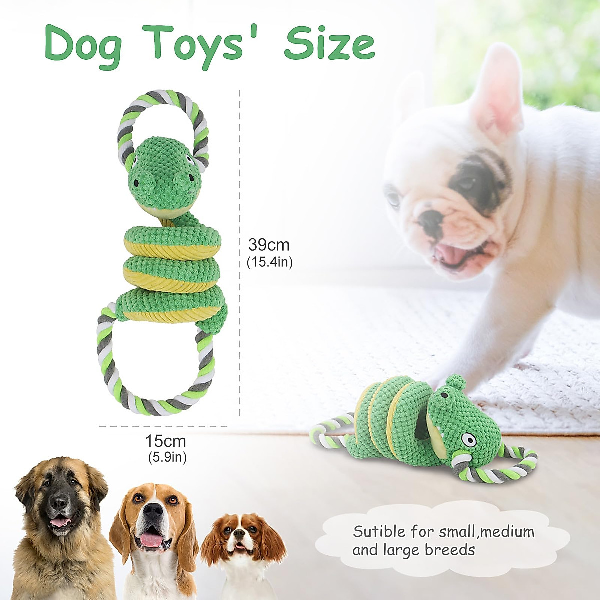 PIANG GOUER Squeaky Dog Toys,Durable Tough Dog Toys,Stuffed Animal Dog Chew Toy with Durable Soft Fabric,Interactive Rope Dog Toys for Small, Middle and Large Dogs Plush Dog Toys,Crocodiles