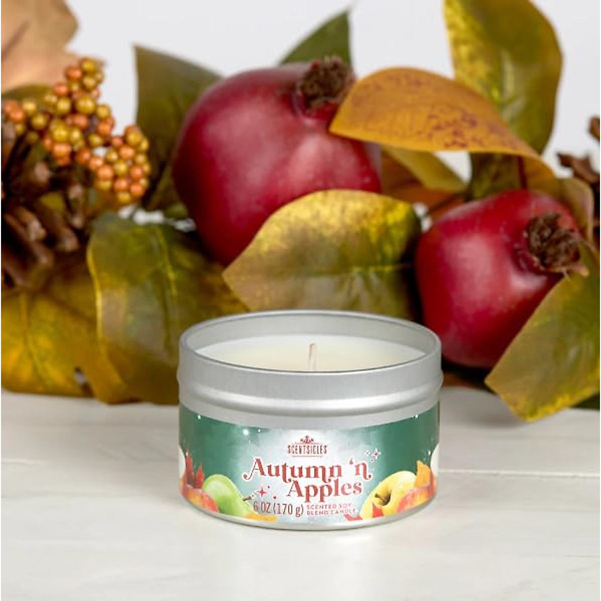 Scentsicles, Autumn n Apples,6 Oz Soy Blend Candle, 25 Hour Burn Time