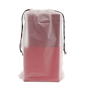 150Pack Clear Drawstring Bags 12 x 16 inch, Clear Plastic Travel Bags with Double Cotton Drawstrings, Travel Garments Shoe Organizing Storage Plastic Bags, Gift Wrapping, Wedding Favor Bags