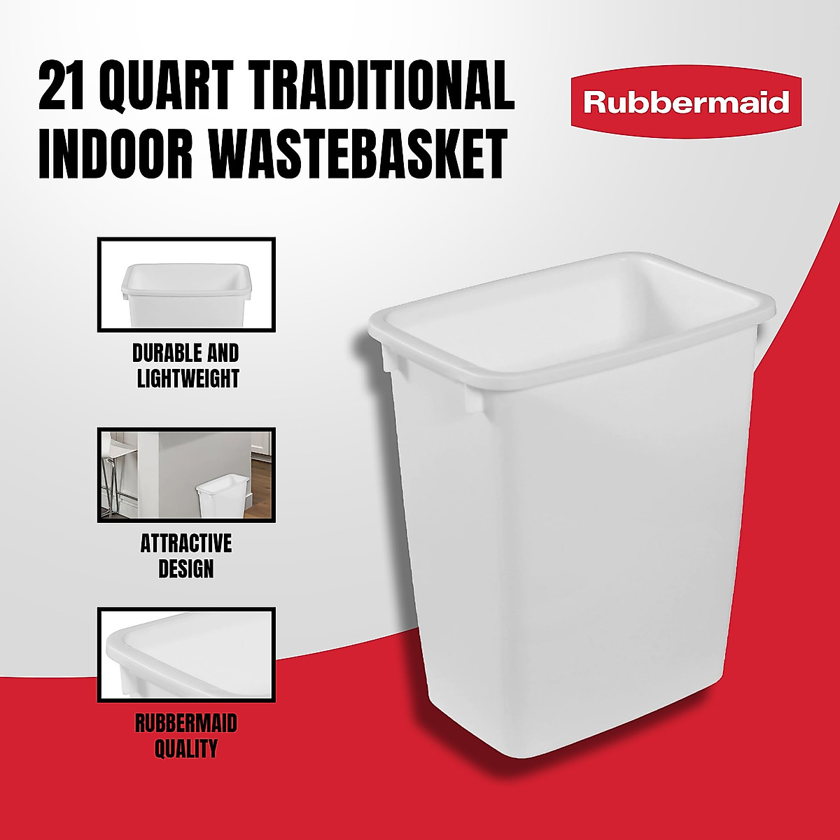 21 Quart Wastebasket in White