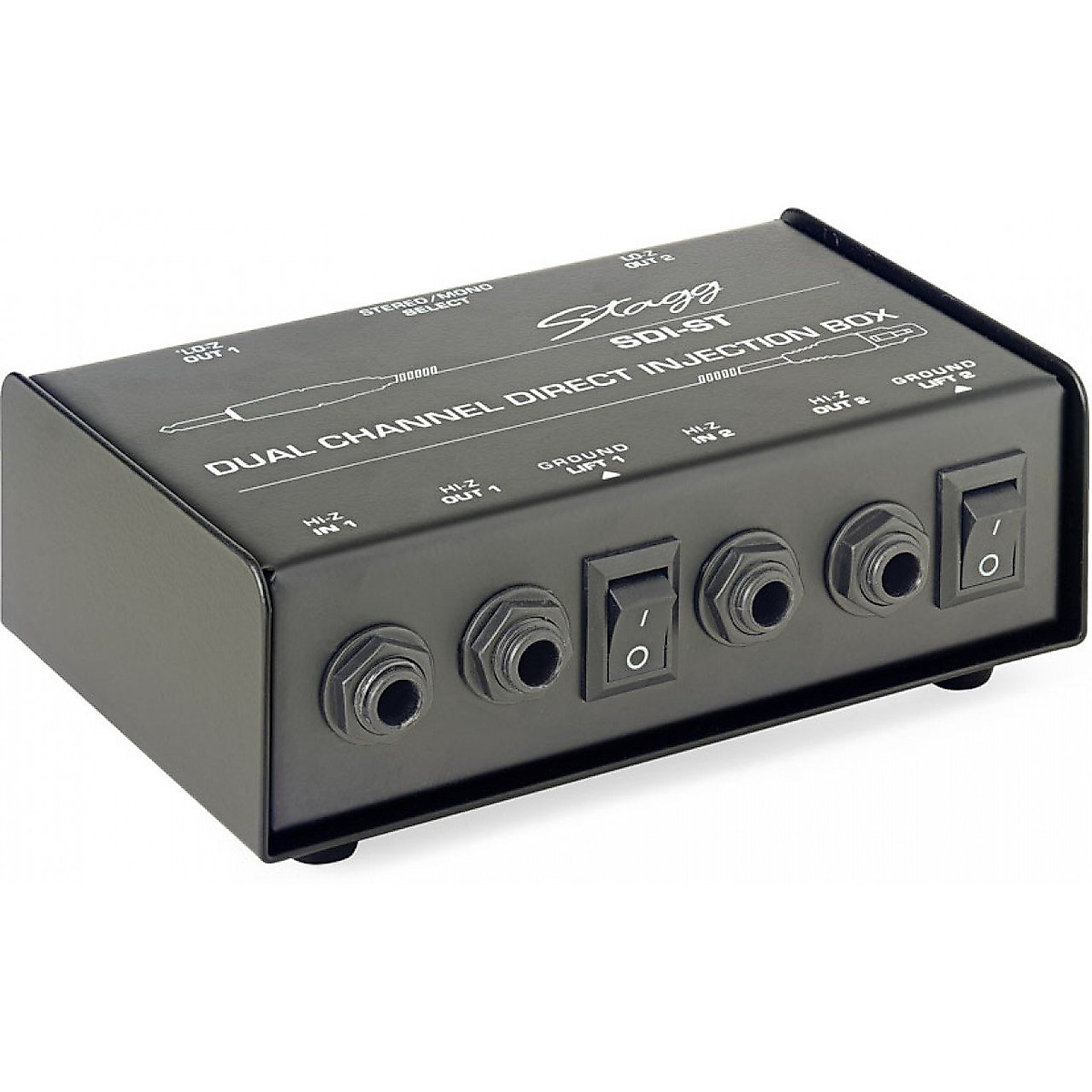 Stagg SDI-ST 2-Channel Passive DI Box with Mono/Stereo Switch & Pyle-Pro Pyle, Black (PDC21)