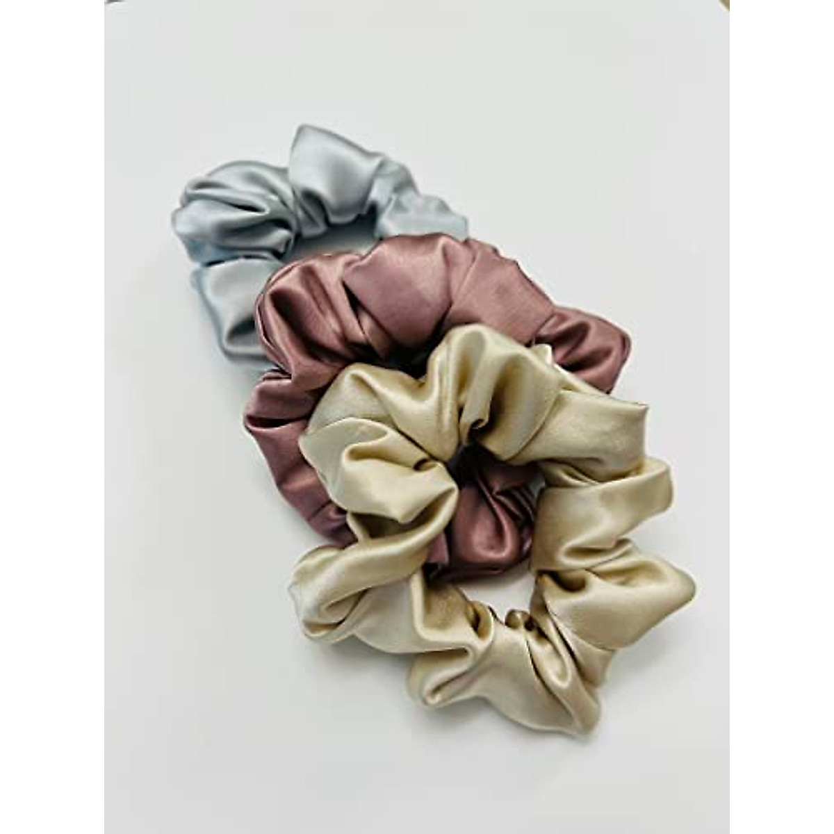 BLP Silk Scrunchie 100% Mulberry Silk for Hair 3-pack Hair Scrunchie for Women's Hair Neutral Colors Sleep Hair Tie Stocking Stuffer Ideas