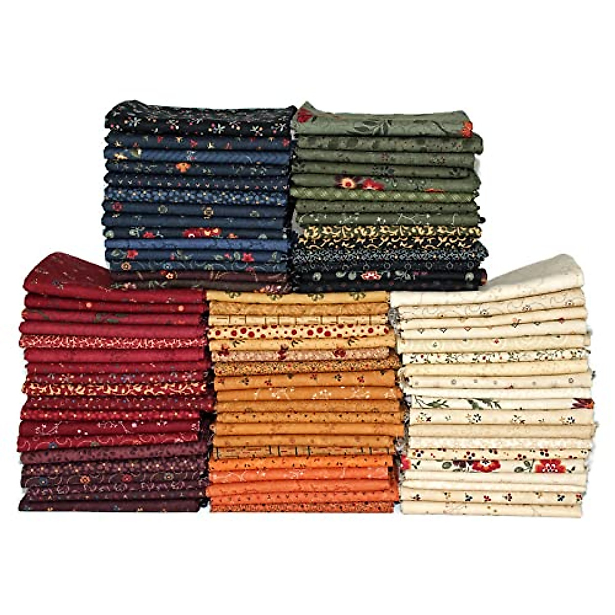 Fields 10 Fat Quarters - Kansas Troubles by Moda Fat Quarter Bundle Calico Floral Flowers Classic Reproduction Style Quality Quilters Assorted Cotton Fabrics M22805b