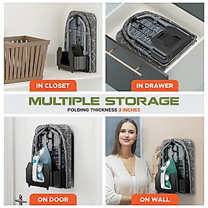 XABITAT Table Top Ironing Board with Wall Mount, D-Crease, Portable Space Saving Mini Laundry Room Iron Board, Foldable Small Ironing Board with Iron Holder, Grey