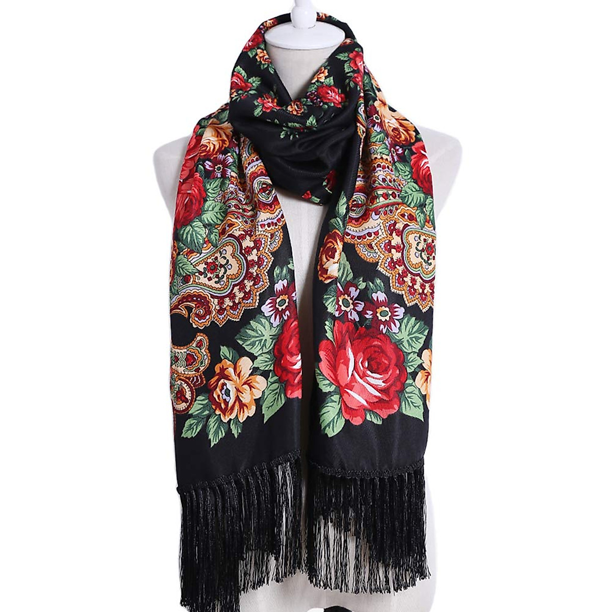 Gudessly Traditional Ukrainian Tassel Scarf Wrap for Women Soft Scarves