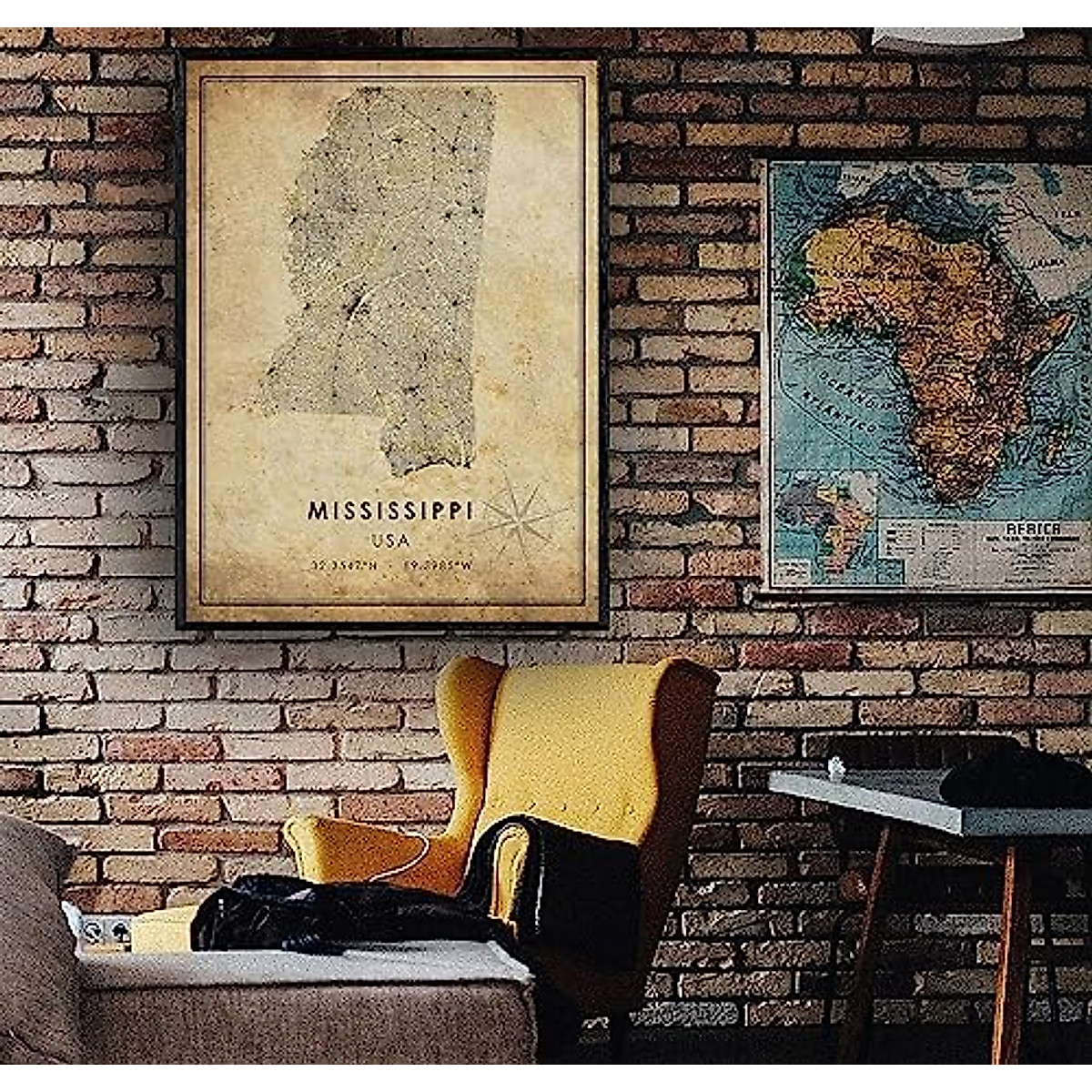 Mississippi Vintage Map Print Mississippi Map USA Map Art Mississippi City Road Map Poster Vintage Gift Map