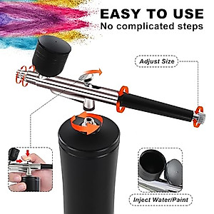 Airbrush-Kit Rechargeable Cordless Airbrush Compressor - Auto Handheld Airbrush Gun, Airbrush Set Portable Wireless Air Brush for Barber, Nail Art, Cake Decor, Makeup, Model Painting (Black)