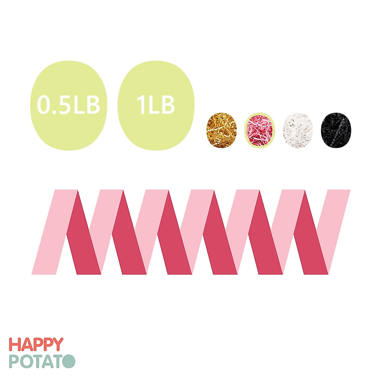 HAPPY POTATO 1 LB Gold Shredded Paper for Gift Baskets, Crinkle Cut Paper Shred Filler, Crinkle Paper for Gift Wrapping