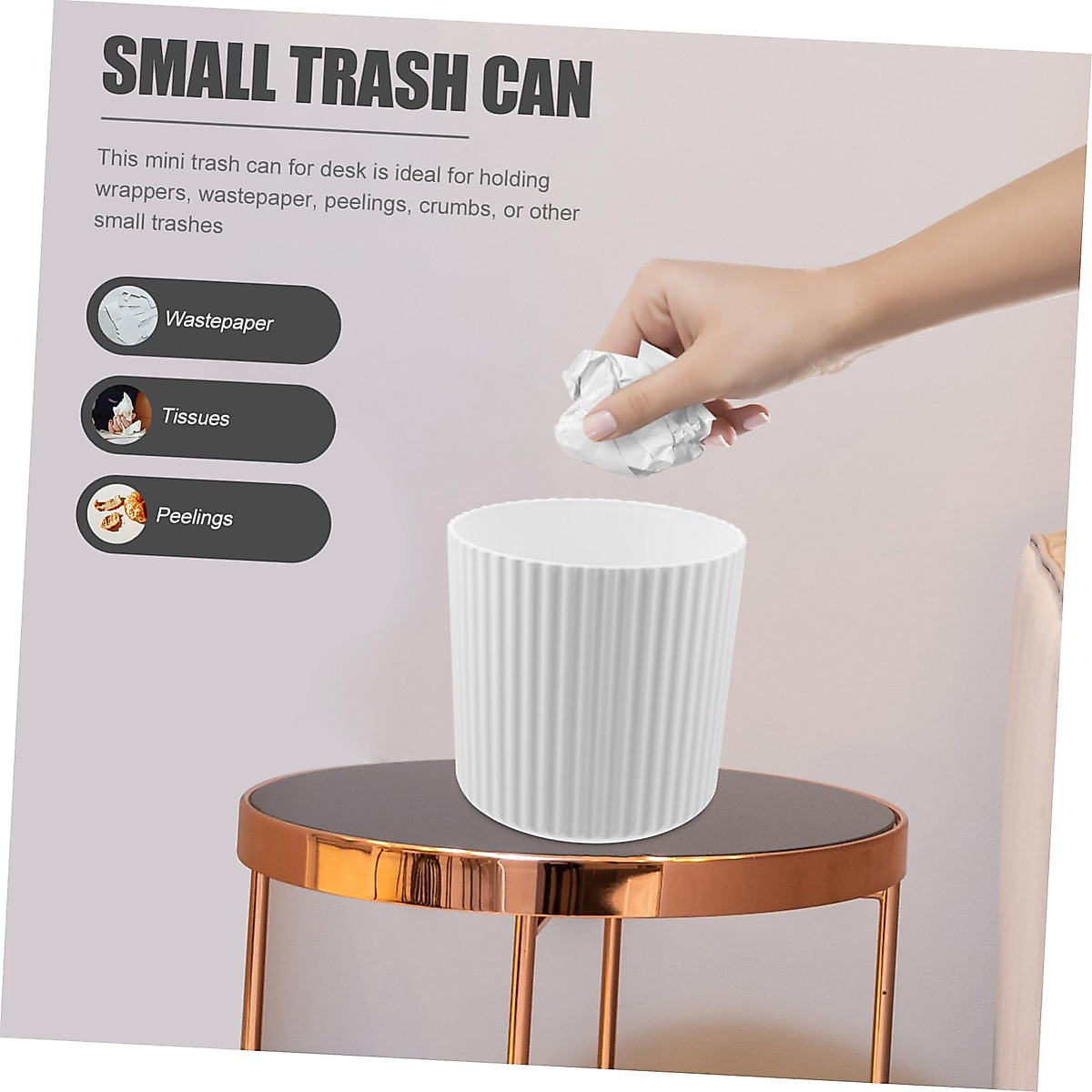 Didiseaon Kitchen Trash Can Bins Garbage Cans for Kitchen Mini Trash Can Bedroom Trash Can Kitchen Table Garbage Container Waste Bin Plastic Small Trash Can Household Simple White
