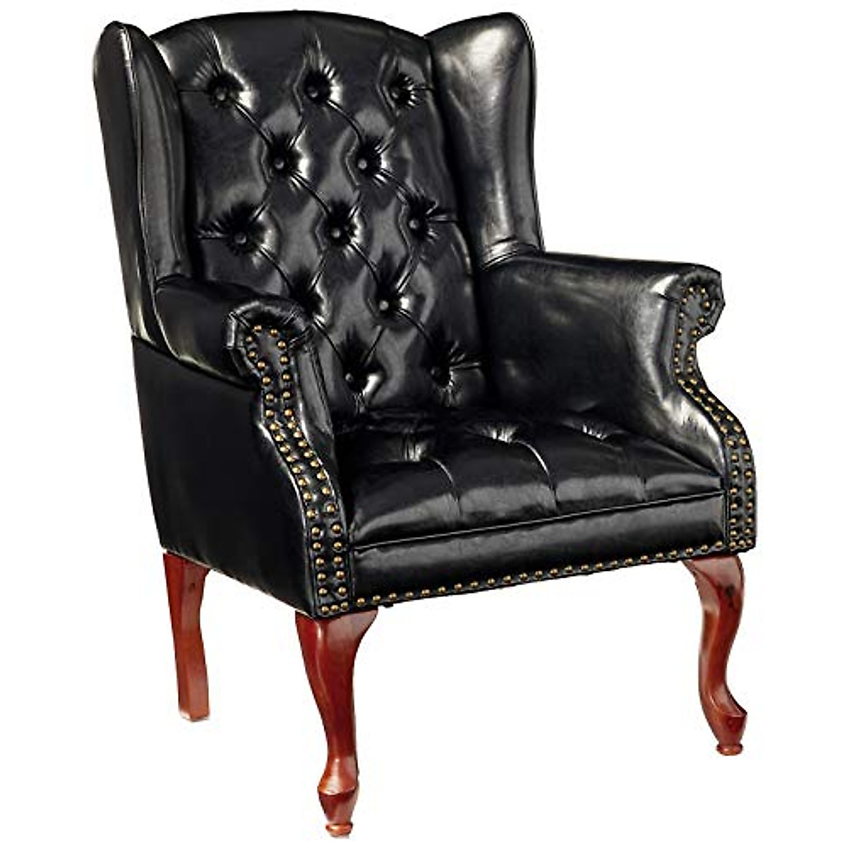 Coaster Furniture Wing Back Button Tufted Accent Chair and Ottoman Black and Espresso 900262