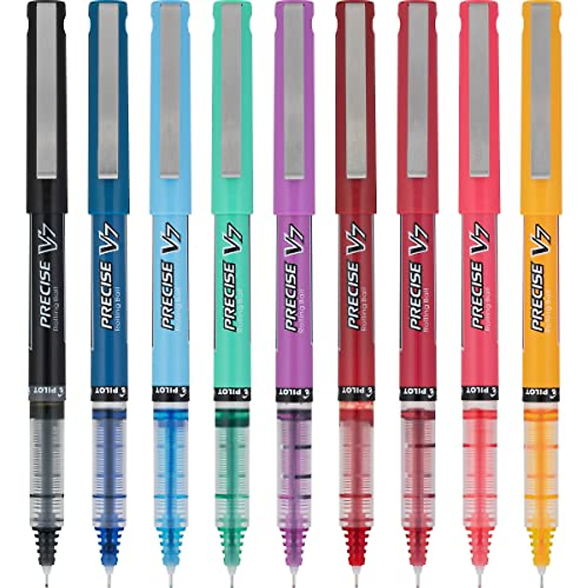 PILOT Precise V7 Stick Liquid Ink Rolling Ball Stick Pens, Fine Point, Assorted Ink, 9-Pack (17046)