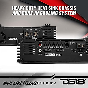 DS18 GFX-3K1 Car Audio Amplifier 1-Channel Class D Full-Range Monoblock 3000 Watts Rms 1-Ohm - Bass Knob Controller Included - Easy Installation - Powerful Amp for Vehicle Sound Systems