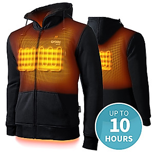 Ridge Men’s Heated Hoodie - 10 hrs of Heat | 3 Heat Zones | With Battery & Charger | Machine Washable | All Day Warmth (L)