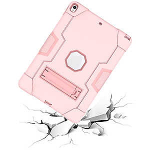Jaorty Case for iPad Air 3 10.5" 2019,for iPad Pro 10.5 inch 2017 Case,3 in 1 Hybrid [Soft&Hard] Heavy Duty Rugged Stand Shockproof Anti-Slip Anti-Scratch Full-Body Protective Case,Pink