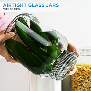 Ollieroo 106oz Square Glass Jars with Airtight Lid, Large Mason Jars, Wide Mouth Storage Containers for Flour, Cereal, Coffee, Pasta and Canning, Big Glass Kitchen Canisters (Set of 2)