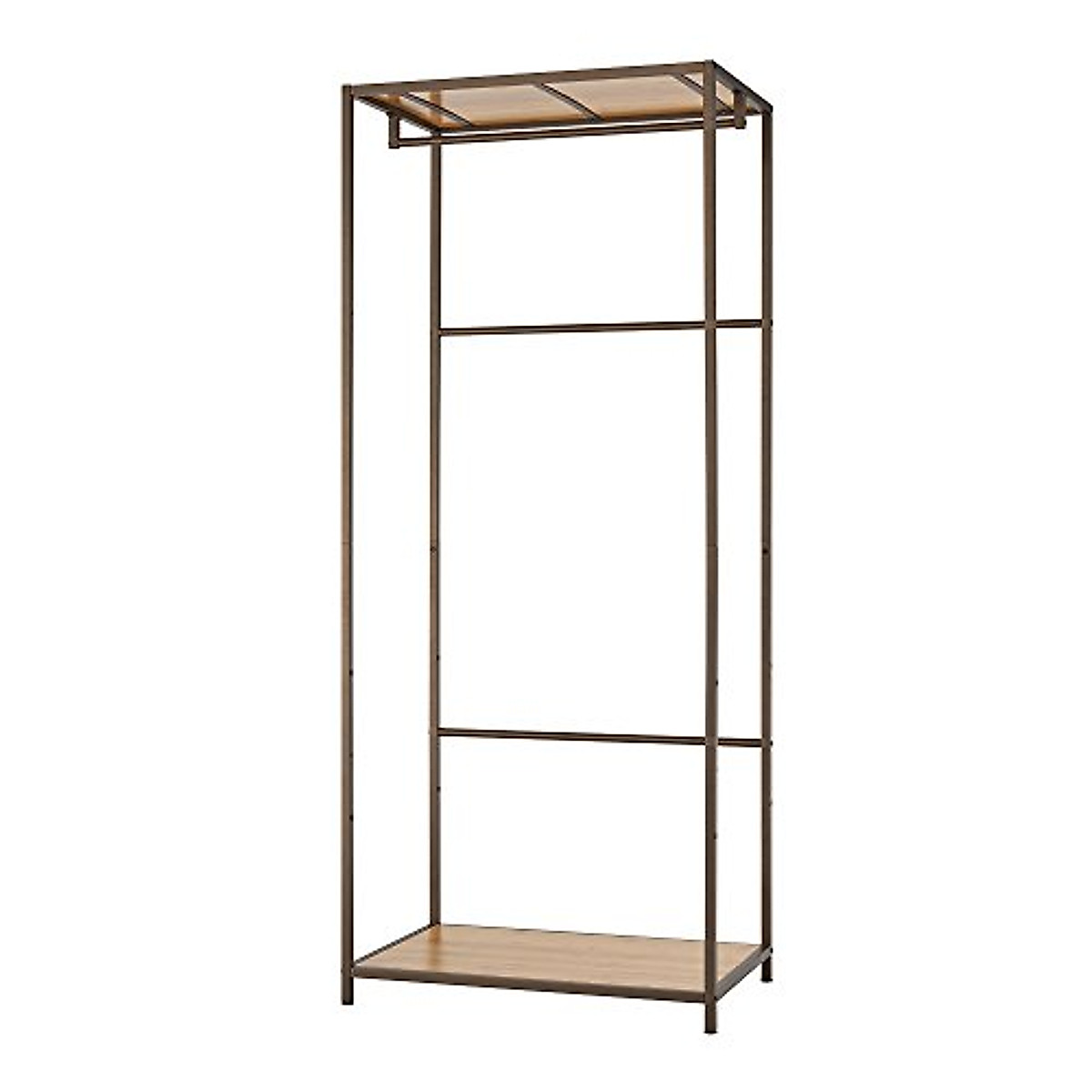 TRINITY Garment Rack with Bamboo Shelves for Clothing Storage, Closet Organization for Home, Apartment, Bedroom, Dorm Room and More, Modular Design, Bronze Poles, 30” W x 20” D x 72” H