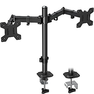 MOUNTUP Dual Monitor Desk Mount, Fully Adjustable Dual Monitor Arm for 2 Max 32 Inch Computer Screens up to 17.6lbs, Dual Monitor Stand Fit Two VESA 75x75&100x100, with C-Clamp and Grommet Base MU0002