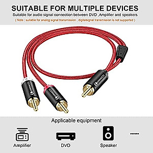 ANNNWZZD 10FT RCA Y-Adapter Splitter Cable, 1 Male RCA to 2 Male RCA Subwoofer Audio Cable