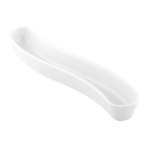 Swerve 6 Ounce Olive Plate, 1 Curved Olive Tray - Large, Chip Resistant, White Porcelain Olive Canoe, Dishwasher Safe, For Snacks, Condiments, Or Appetizers - Restaurantware,Black