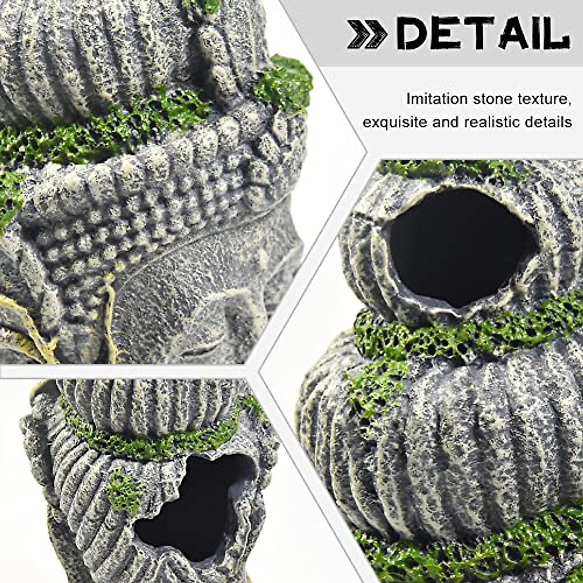 PTFJZ Aquarium Decorations Fish Tank Buddha Decor Suitable for Betta Cichlids Hide Rest Lizard Turtle Reptile Decoration Create an Exotic Zen Fish Tank Decorations