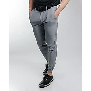 Primo Golf Jogger, Lightweight Four-Way Stretch Golf Pant, 4 Pockets, Inner Gel Waistband, Elastic Zipper Ankles, Light Gray, 30 Regular