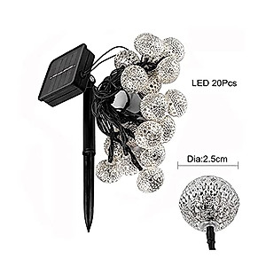 Xiaobei Solar String Lights, Moroccan Ball Shape, 5M 20LED Earth Fairy Lights, Lantern Christmas Lights, Outdoor Garden Patio Home Decoration