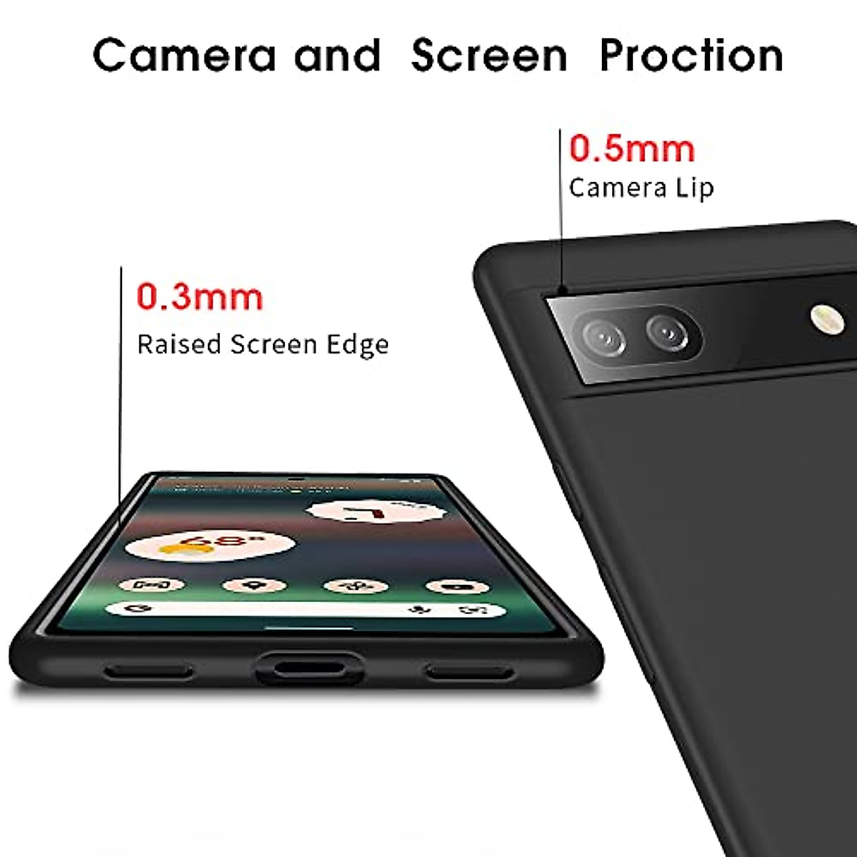 X-level Google Pixel 6A Case Ultra-Thin Slim Fit [Guardian Series] Phone Cases Soft Flexible TPU Matte Finish Coating Light Protective Back Cover for Pixel 6A-Black