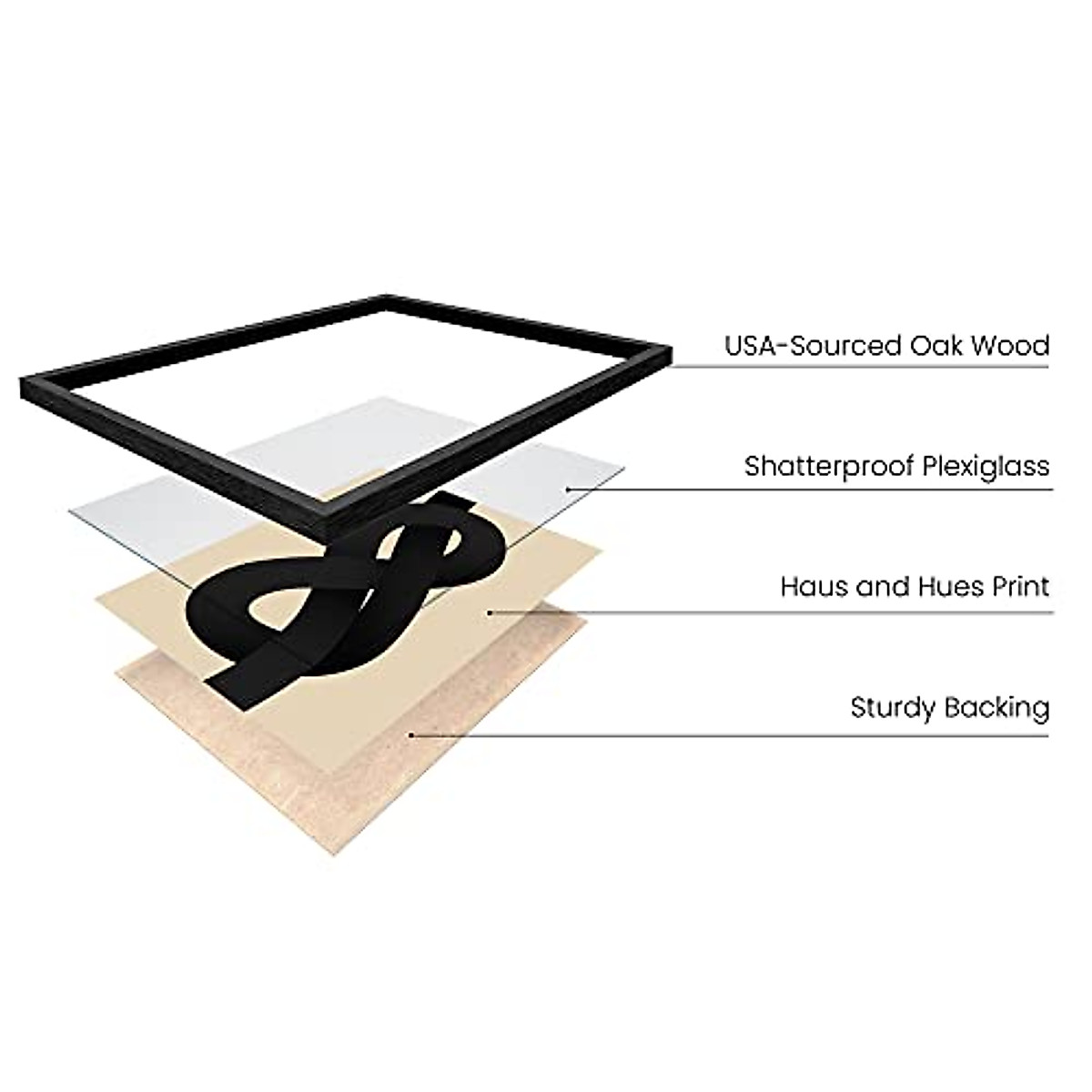 HAUS AND HUES Black and White Abstract Wall Art - Neutral Wall Art Modern Midcentury Modern Art | Black and White Artwork for Walls Modern Neutral Wall Decor Minimal Wall Art, Framed Beige – 12x16