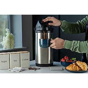 Pioneer Flasks Stainless Steel Airpot Hot Cold Water Tea Coffee Dispenser Conference Event Flask, 5 litres, SS50HC, Silver