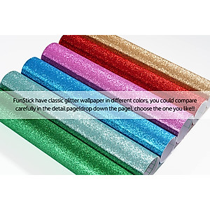 FunStick Ruby Red Glitter Wallpaper Sparkle Glitter Peel and Stick Wallpaper Red Glitter Contact Paper Self Adhesive Removable Glitter Fabric Wallpaper for Bedroom Cabinets Dresser Decor 15.8"x78.8"