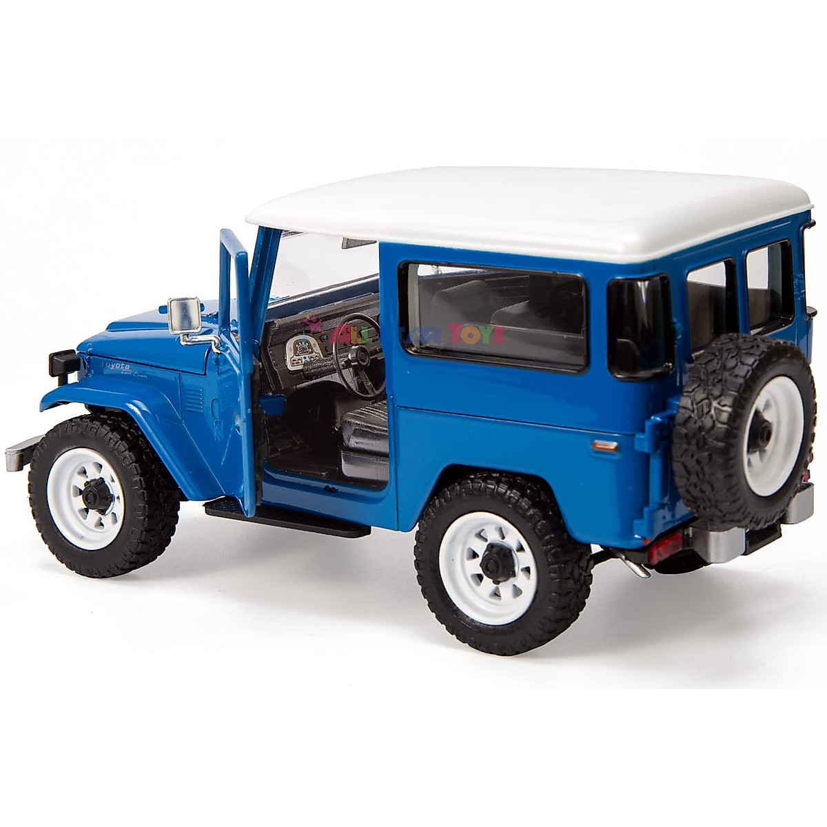 All Star Toys Exclusive Toyota Land Cruiser FJ40 Royal Blue with Custom Off-Road Wheels 1/24 Diecast Model by Motormax 79323 FJ Cruiser J40