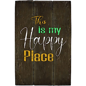 SACOINK This is My Happy Place - Kitchen Porch Wall Decor Metal Sign, Vintage Lake Cabin Art Door Decorations My House Our Sweet Home Garden Farmhouse Gift, 8x12 Inch