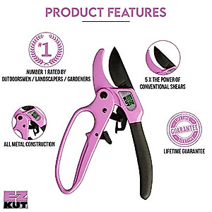 EZ Kut Heavy Duty Pruners Ratchet Hand Pruner with Ratcheting Action Great Garden Hand Tool Clippers Gardening pruners arthritis tools Ratcheting Anvil Hand Pruner Pruning Shears Heavy Duty Since 1988