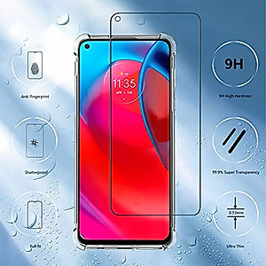 VAKS Crystal Clear Compatible with Moto G Stylus 5G (2021) Case with Tempered Glass Screen Protector [Shockproof Corners] Slim Thin Soft TPU Phone Case,Crystal Clear