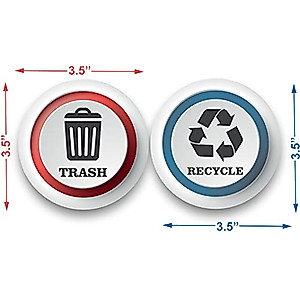 A&B Traders Recycle And Trash Stickers - Outdoor Vinyl Recycling And Trash Logo Sticker Pack Of 4, Round Sticker For Trash Can Kitchen Bins, Waterproof Outdoor Recycling Decals