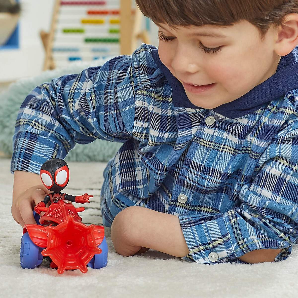 Spidey and His Amazing Friends Miles Morales: Spider-Man Techno Racer Set, 4-Inch Scale Action Figure with Vehicle and Accessory, Marvel Preschool Toys, Easter Gifts, 3+