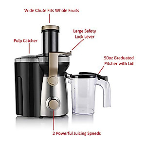 Brentwood Appliances JC-1000 2-Speed 1,000-Watt Juice Extractor with 50-Ounce Graduated Jar Other Kitchen Appliances, Normal, Black