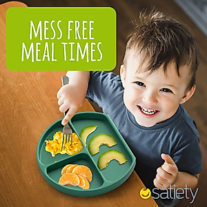 Toddler Plates Suction Plates for Baby Silicone Baby Plates 100% Food-Grade Silicone, First Stage toddler plate with Suction Feeding Supplies for Kids, Microwave & Dishwasher Safe Light Blue