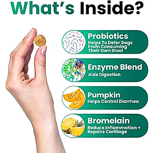 Grateful Pawz No Poo Chews for Dogs - Coprophagia Stool Eating Deterrent for Dogs -120 Chews Prevent Dog from Eating Poop - Stop Eating Poop for Dogs Supplement