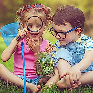 Feosky Handheld Reading Magnifier, 10X Magnifier, 75mm Glass Lens, Rubbery with Non-Slip Soft Handle for Seniors Reading and Kids Nature Exploration