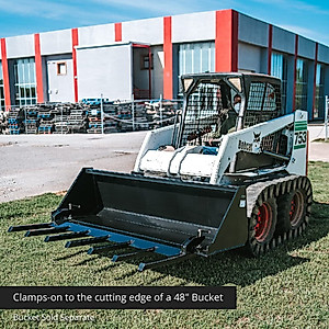 Titan Attachments 21" Fork Length Clamp-On Debris Forks V2, Fits 72" Loader Buckets, Skid Steers, Rated 5,320 LB Capacity