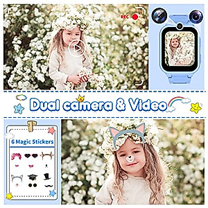 MAVREC TOYS Smart Watch for Kids, Kids Watch Toys Gifts for Kids Ages 3-12, Touch Screen Kids Smart Watch Boys with 2 Cameras 18 Games Alarm 12/24 Hr Video Music Player Pedometer Flashlight (Blue)